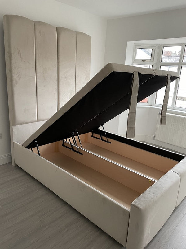 Leona Tall divan ottoman Bed frame - Plush Cream – Harpers Furniture & Beds